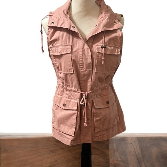 Love Tree | Jackets & Coats | Love Tree Pink Utility Vest With Cinched ...